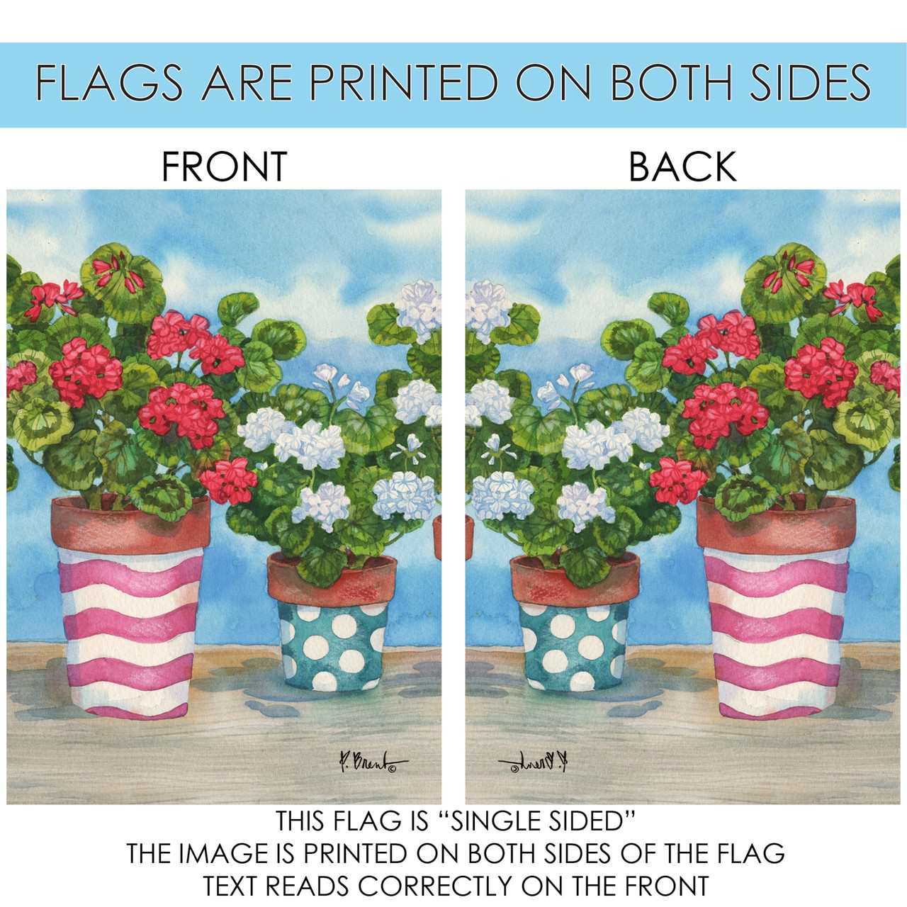 Blue & Green Colorful Geraniums Outdoor House Flag 28" x 40 ...