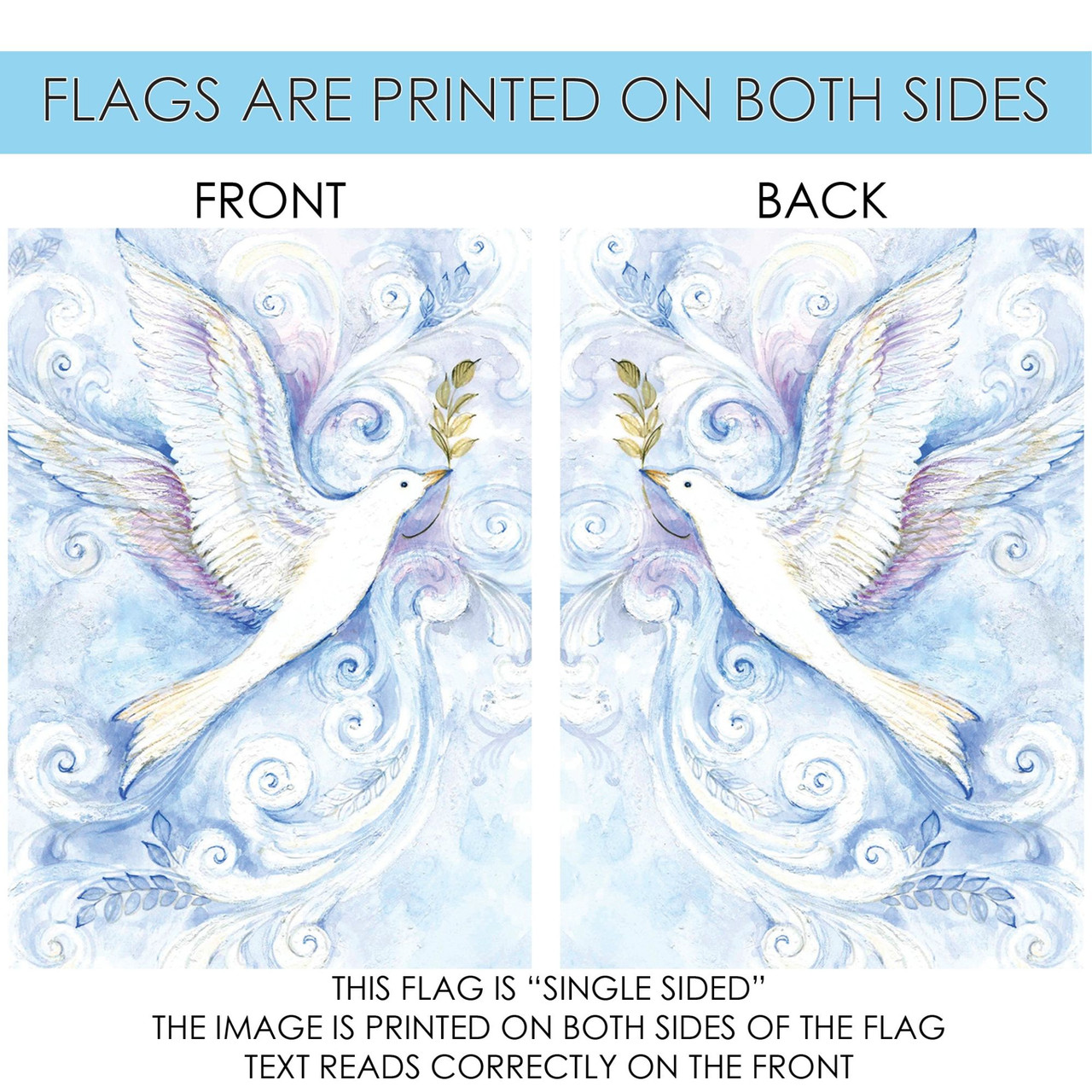 White & Blue Dove of Peace Outdoor House Flag 40" x 28" | Christmas Central