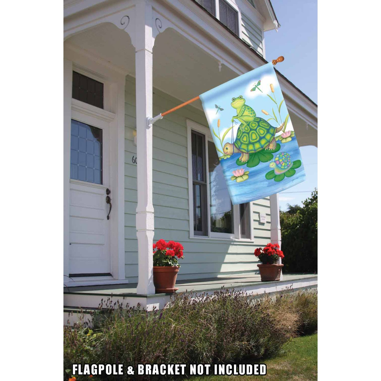 Green & Blue Pond Pals Outdoor House Flag 40" x 28" | Christmas Central