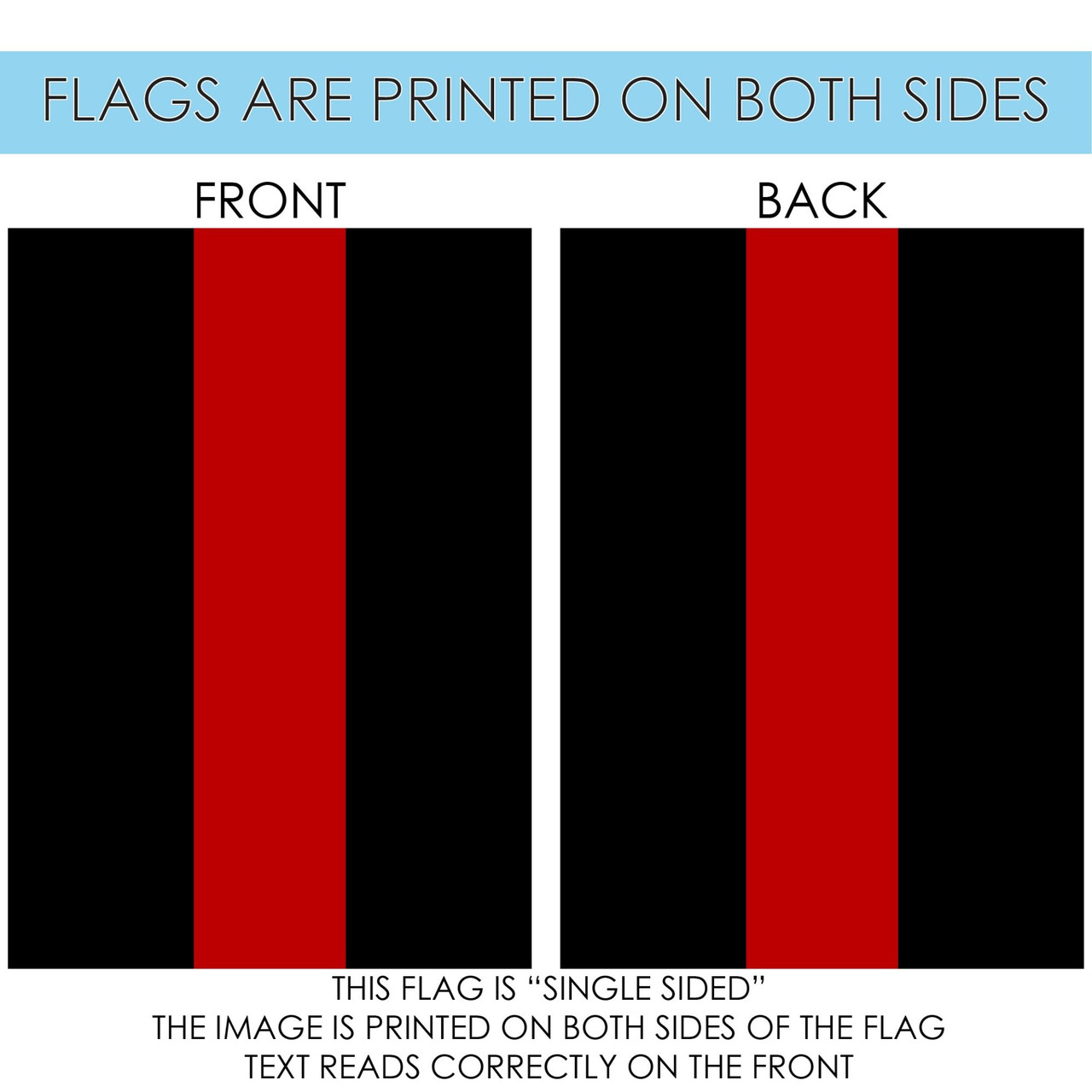 Black & Red Thin Line Outdoor House Flag 40" x 28" | Christmas Central