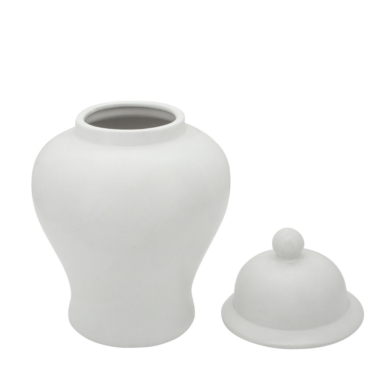 Matte Finish Solid Ceramic Temple Jar with Lid - 18" - White ...