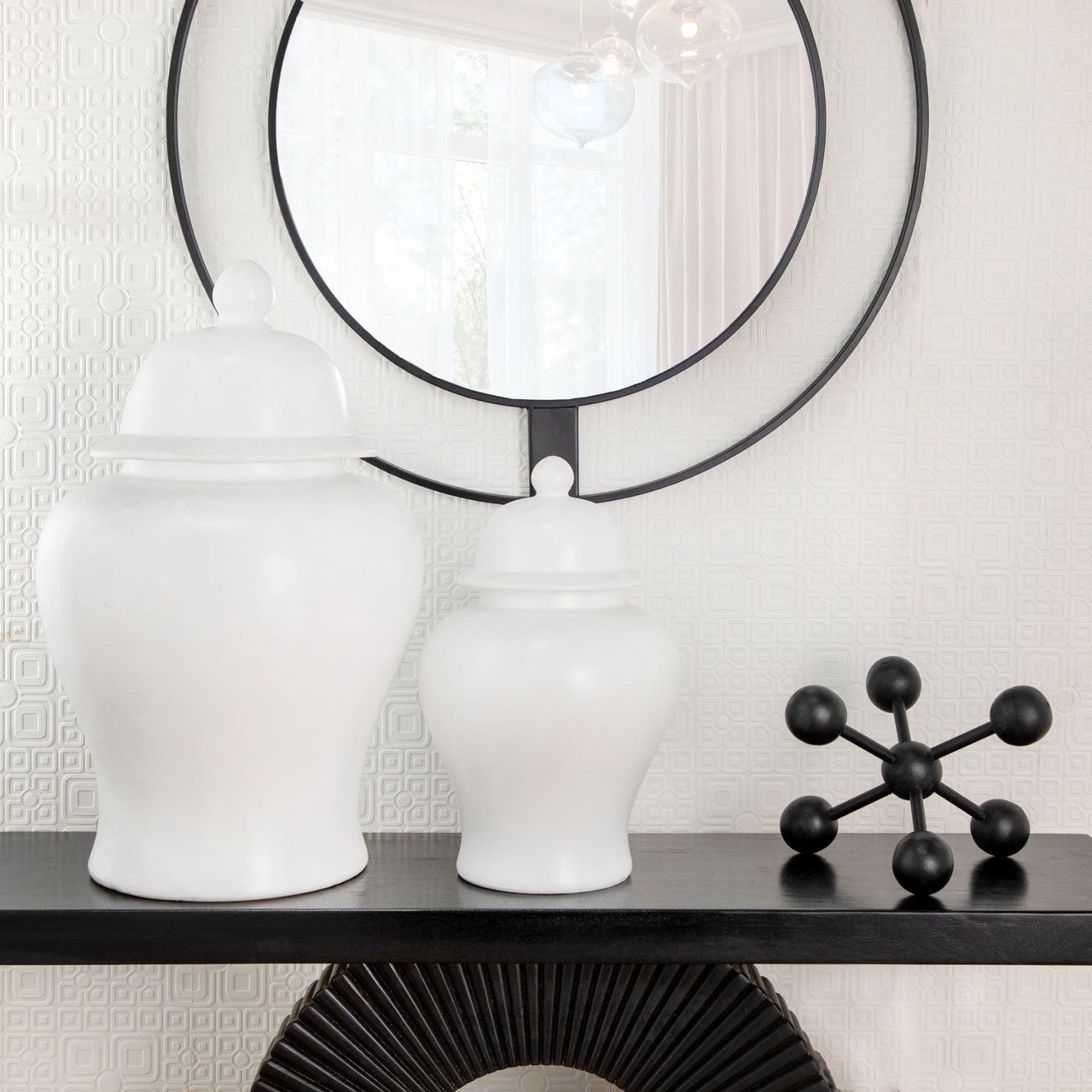 18" Matte White Solid Ceramic Temple Jar | Christmas Central