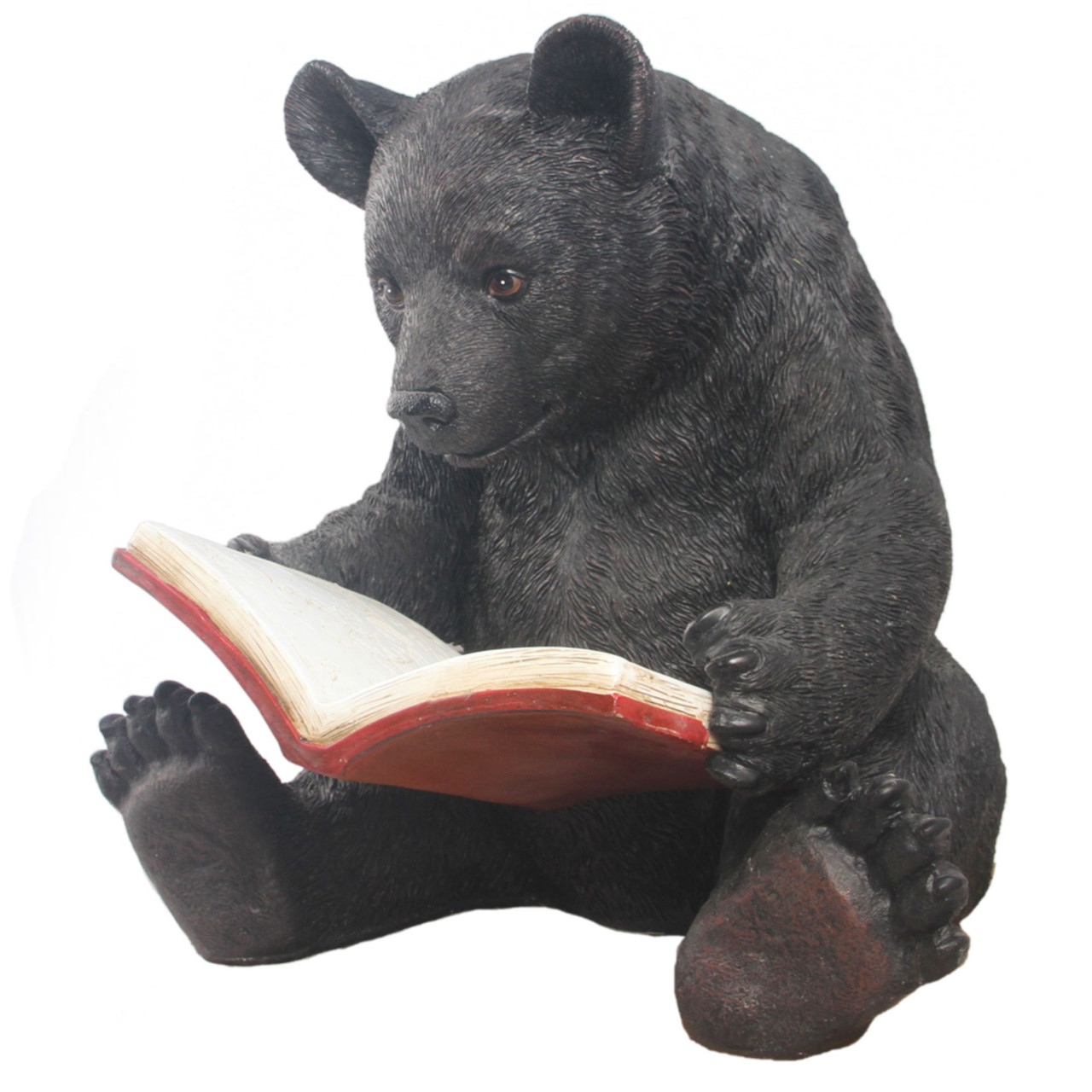 18" Bear Reading a Book Outdoor Garden Statue | Christmas Central