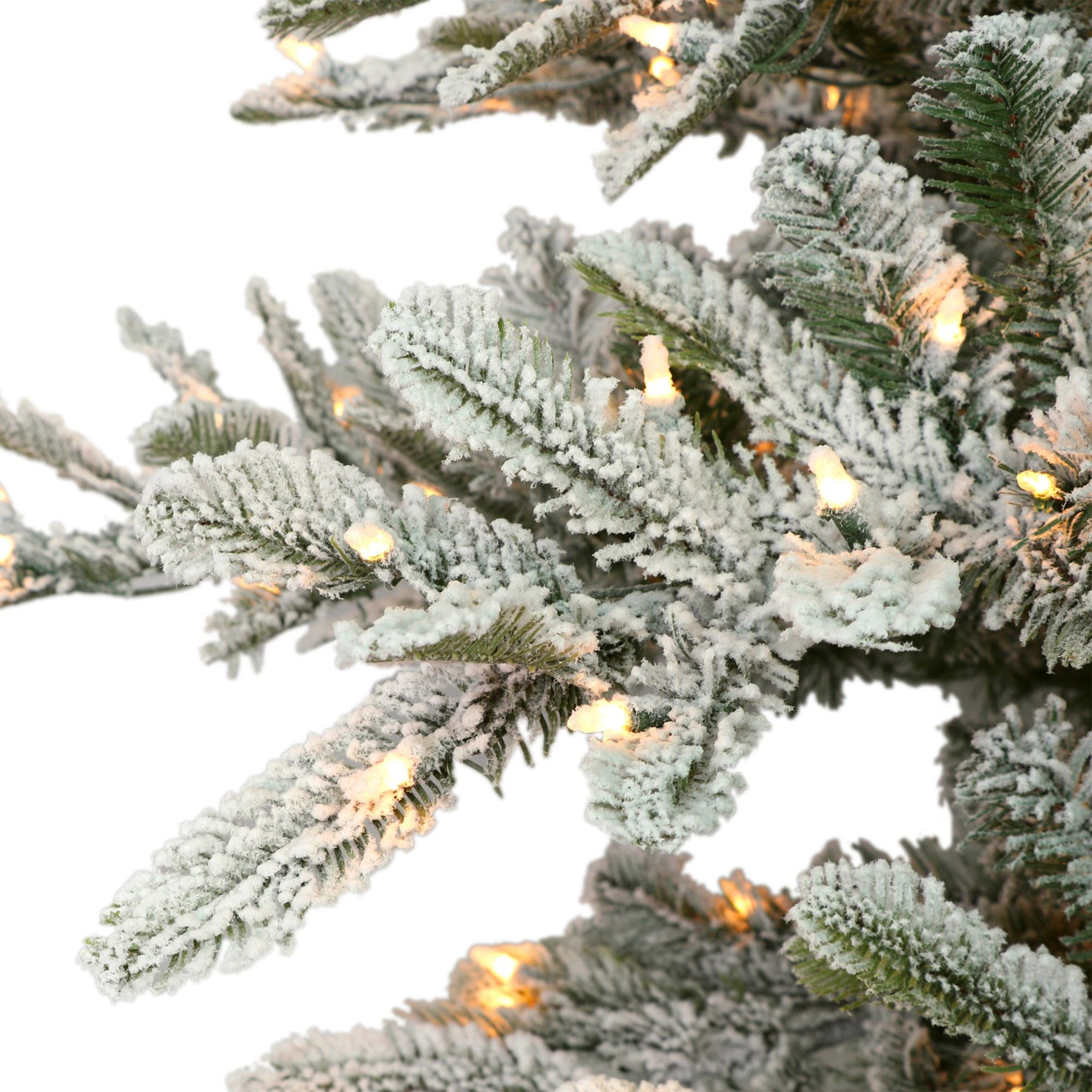 9' Pre-lit Flocked Aspen Fir Medium Artificial Christmas Tree, Clear ...