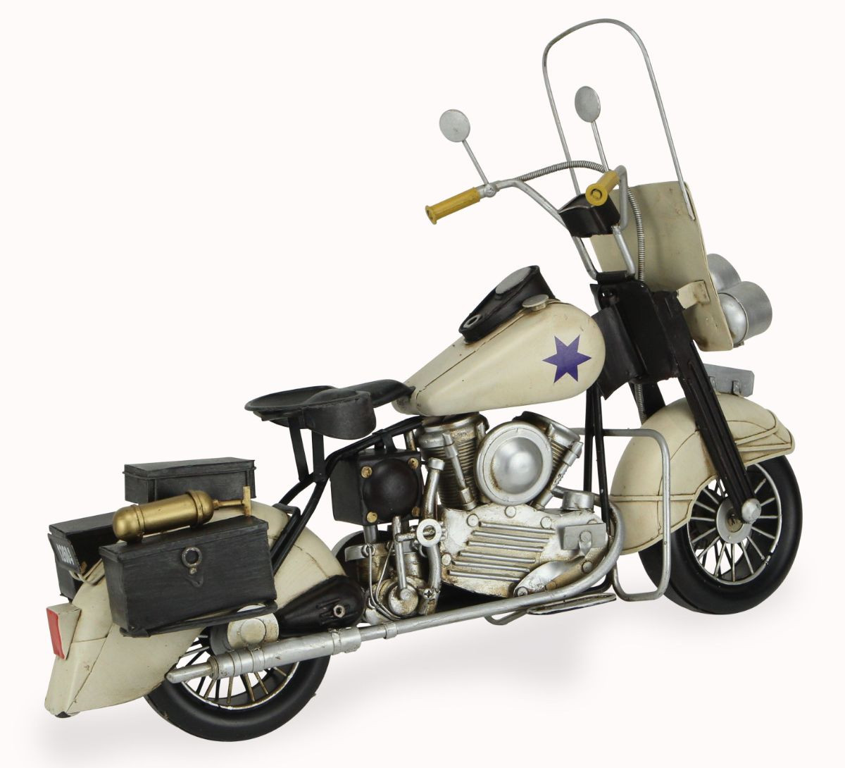 16.5" Ivory & Black 1960's Police Motorcycle Handmade Metal Replica ...