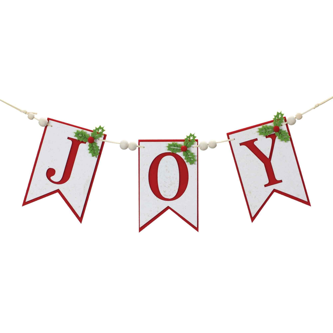 21" x 19" Red & Green "JOY" Christmas Banner Garland, Unlit | Christmas ...