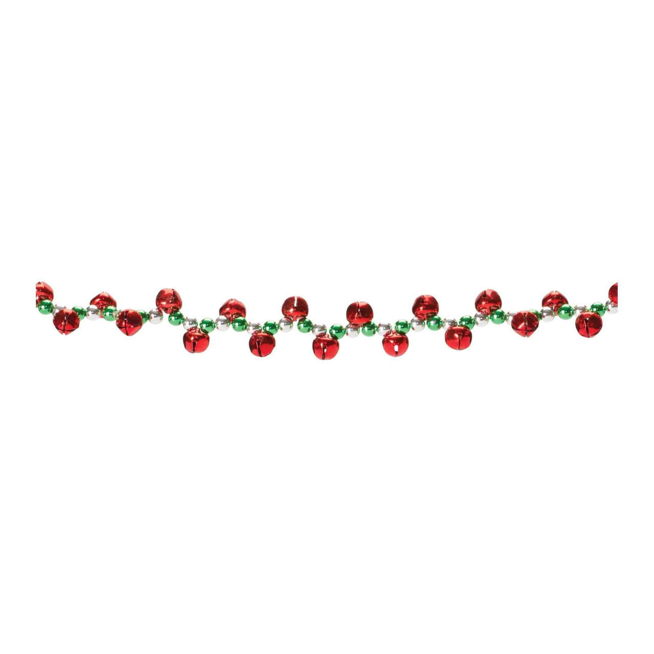 Set of 2 Red & Green Sleigh Bell String Christmas Garlands 4' x 1 ...