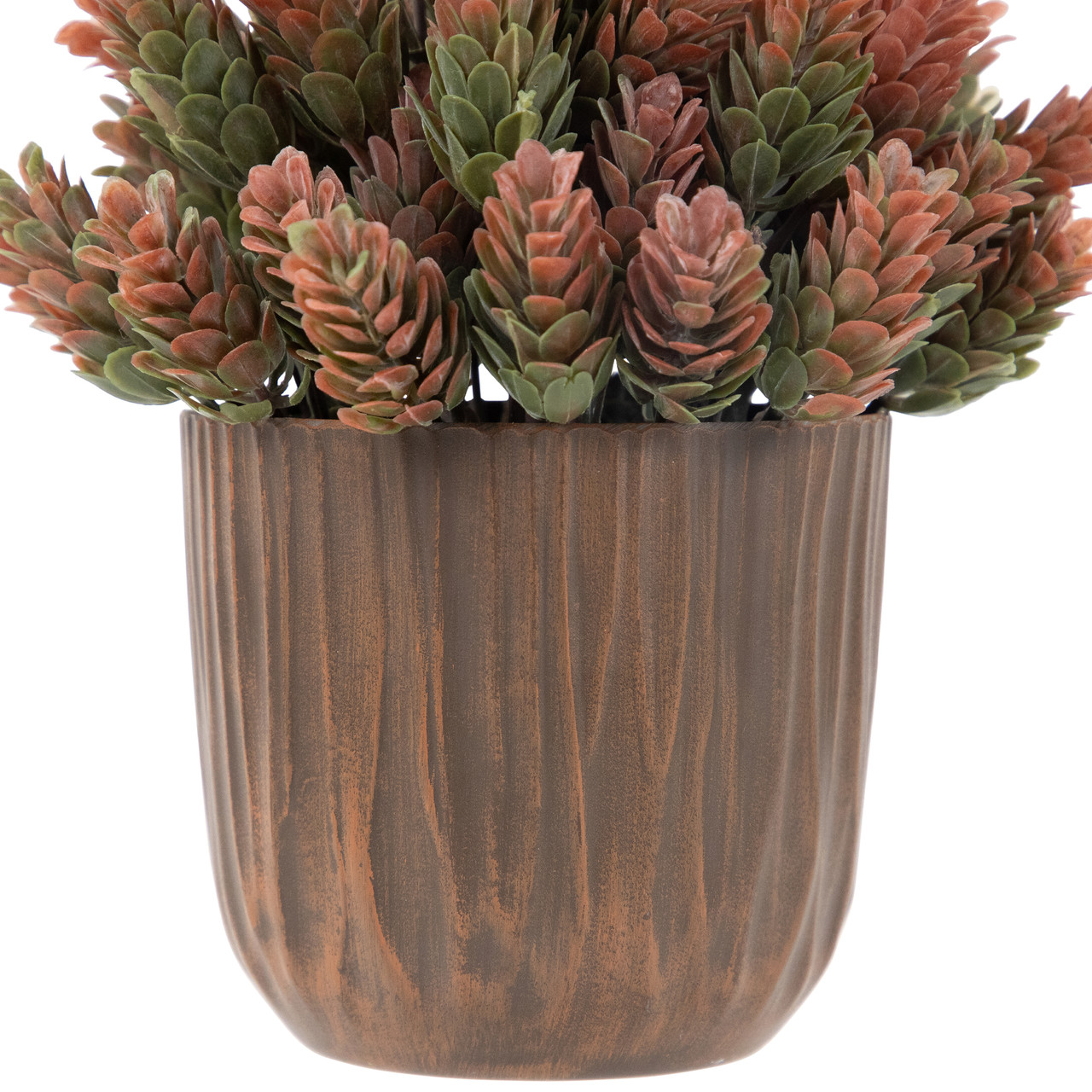 8" Two-Tone Wild Flower Artificial Plant in a Textured Lined Pot ...