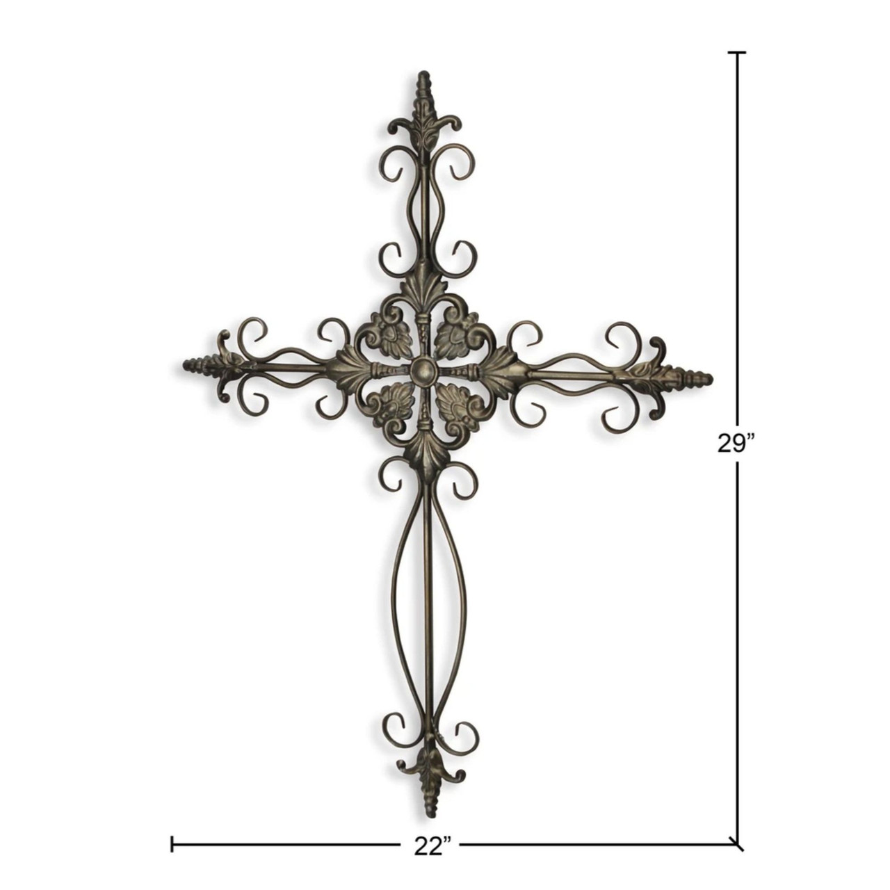 29" Bronze Solid Rustic Finish Metal Wall Cross | Christmas Central
