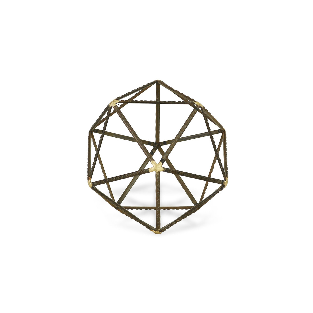 8" Brown Large Rebar Hexagon Die Tabletop Sculpture | Christmas Central