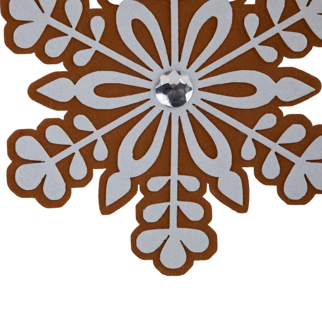 Gingerbread Snowflake Christmas Ornament with Gem - 10" - Brown & White ...