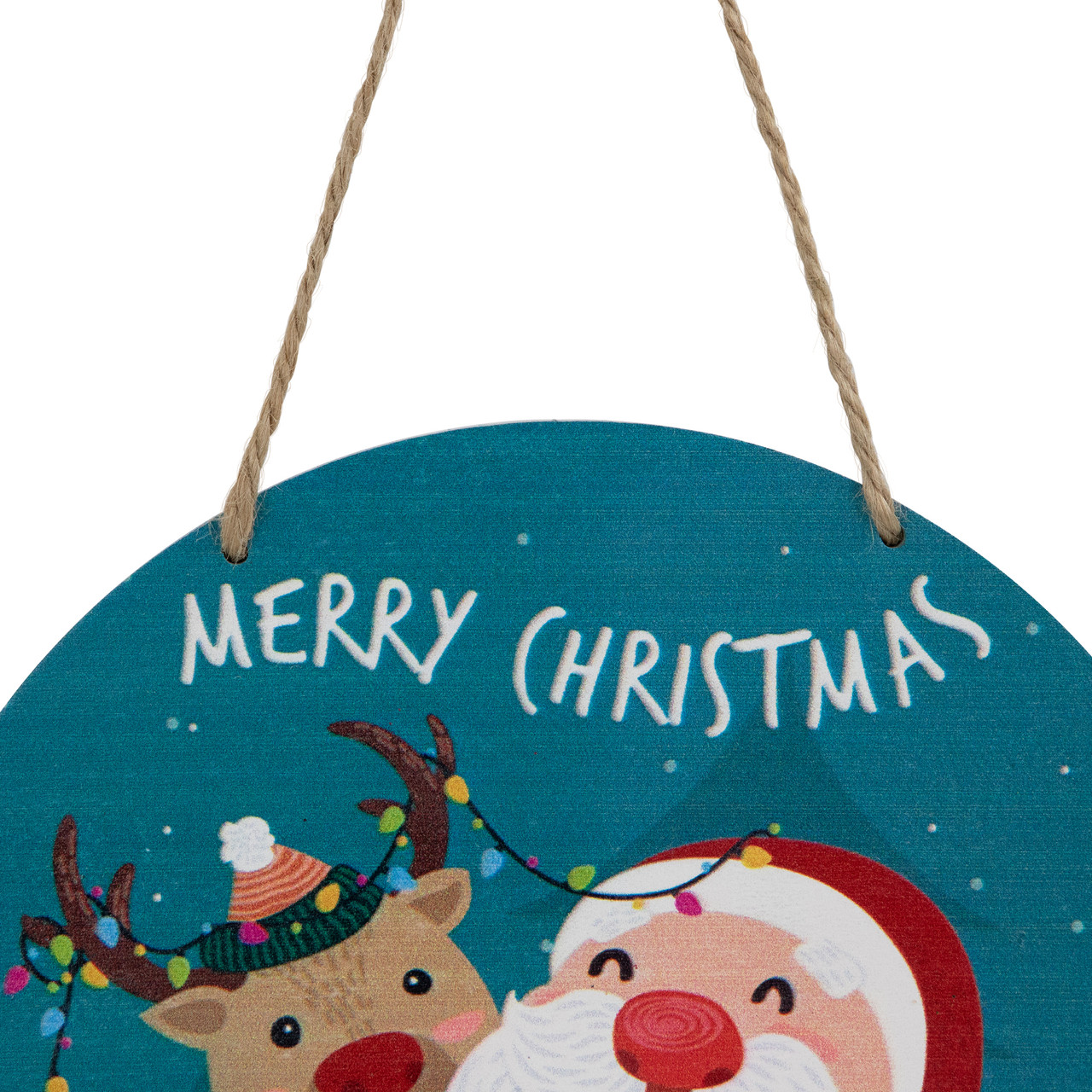8" Santa & Reindeer "Merry Christmas" Disc Ornament | Christmas Central