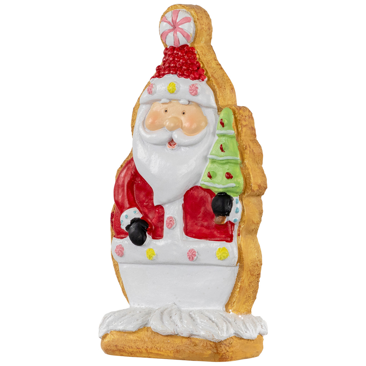 Gingerbread Santa with Tree Christmas Figurine - 7" | Christmas Central