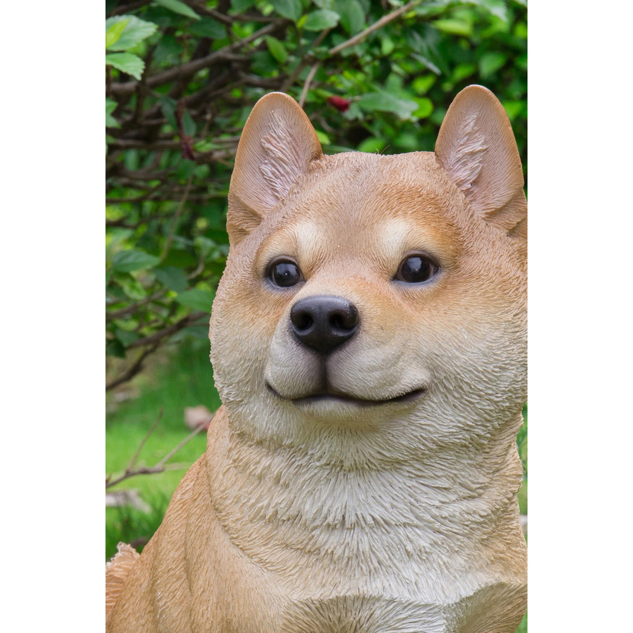 16" Brown & White Shiba Inu Sitting Outdoor Statue | Christmas Central