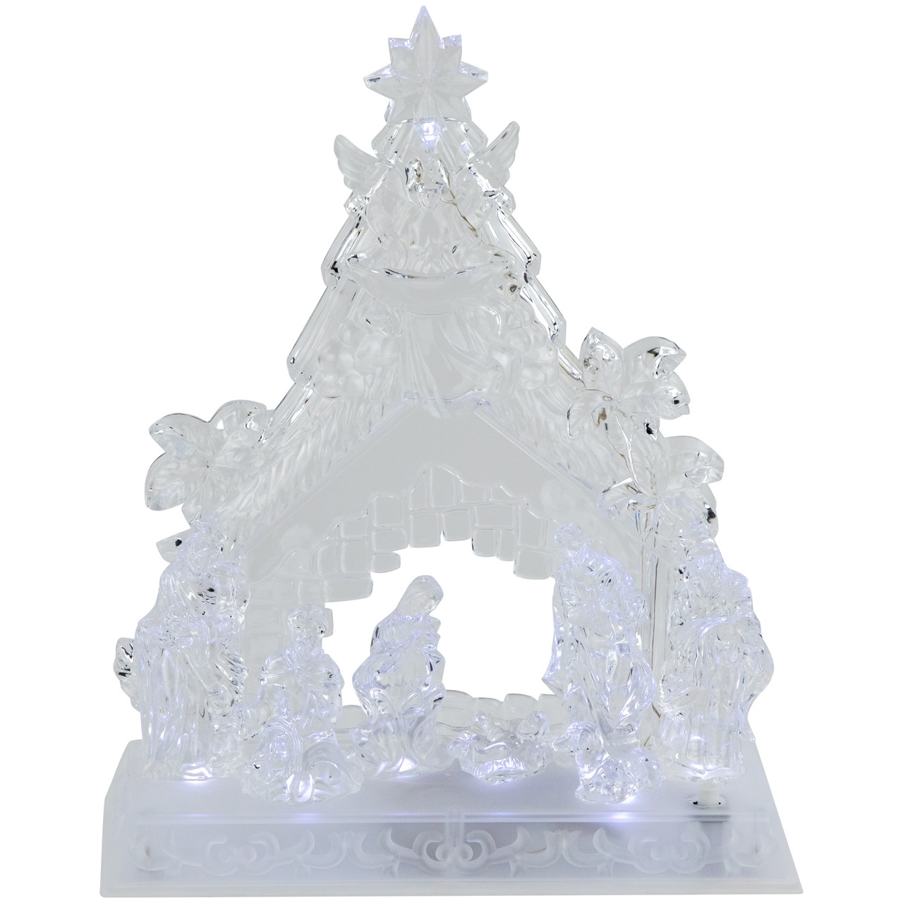 12" LED Lighted Nativity Scene in Stable Acrylic Christmas Decoration ...