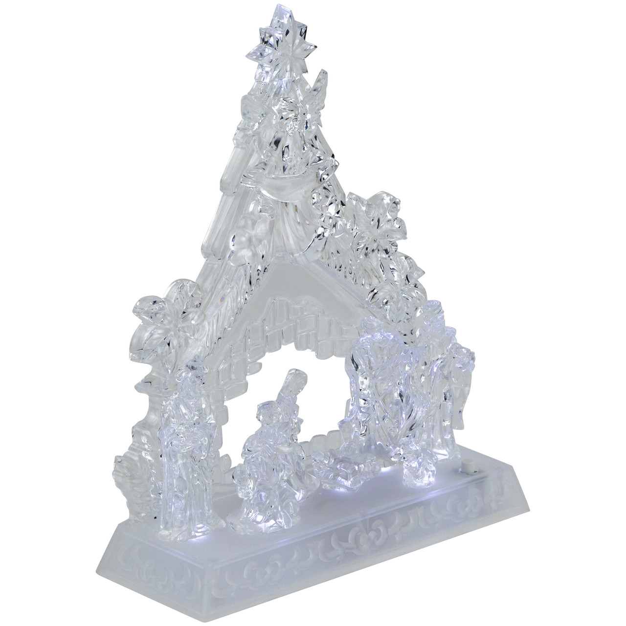 12" LED Lighted Nativity Scene in Stable Acrylic Christmas Decoration ...