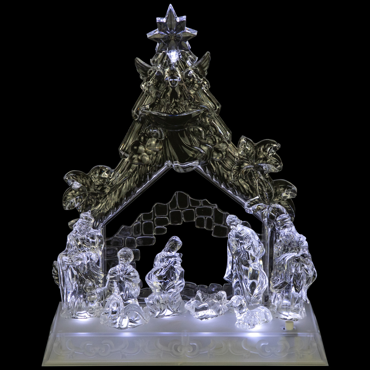12" LED Lighted Nativity Scene in Stable Acrylic Christmas Decoration ...
