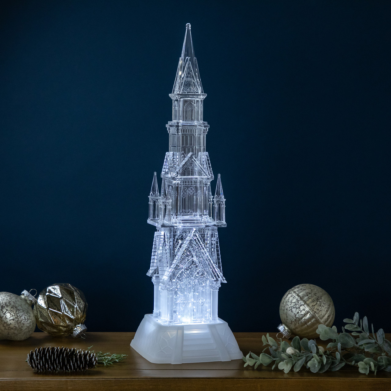 LED Lighted Castle Acrylic Christmas Decoration - 17.5" | Christmas Central