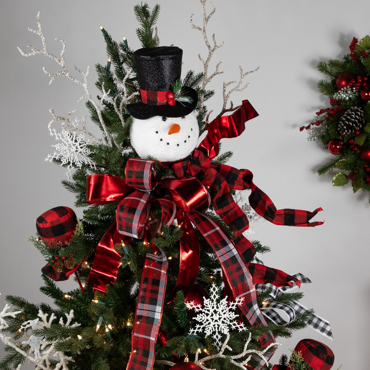 Plush Snowman in Top Hat Christmas Tree Topper -12" - Unlit | Christmas ...