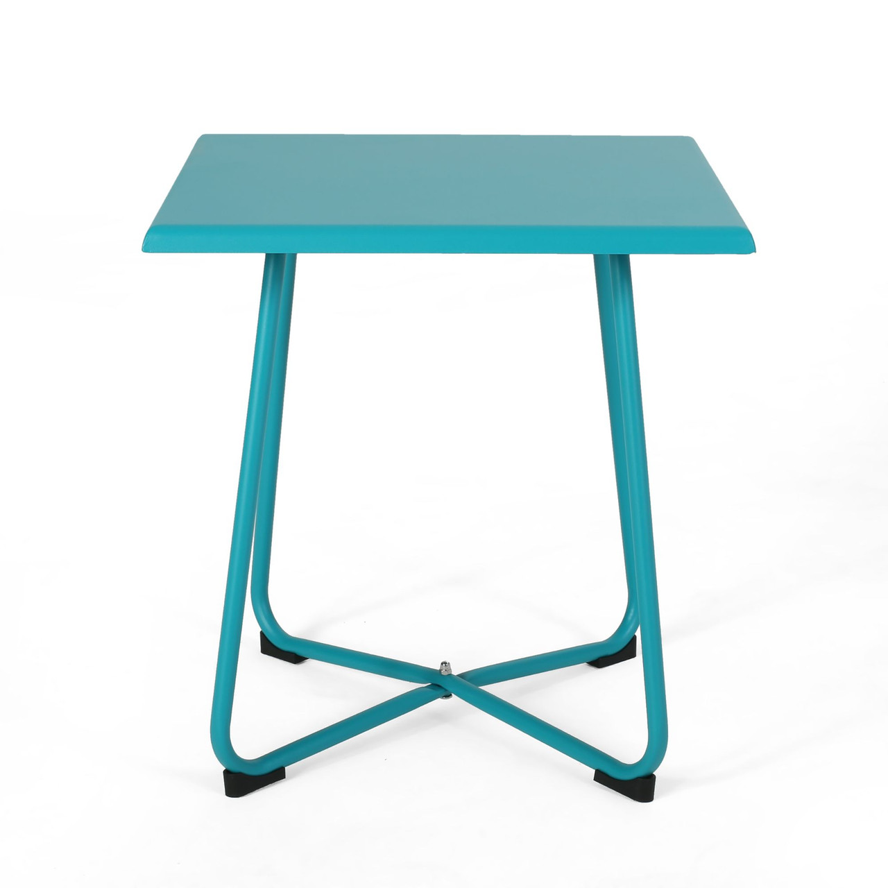 18.75" Teal Blue Contemporary Square Outdoor Patio Side Table ...