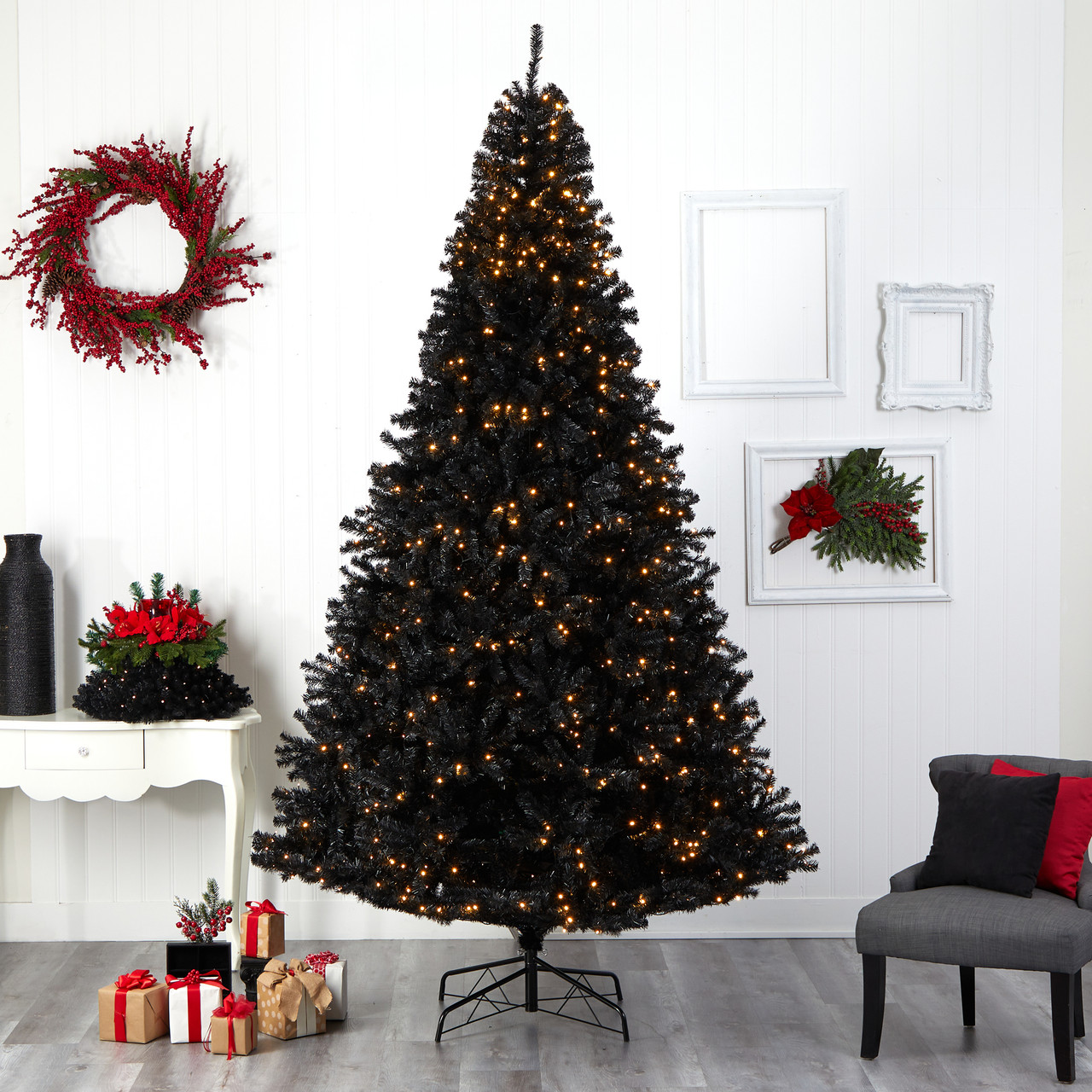 Pre Lit Black Christmas Tree