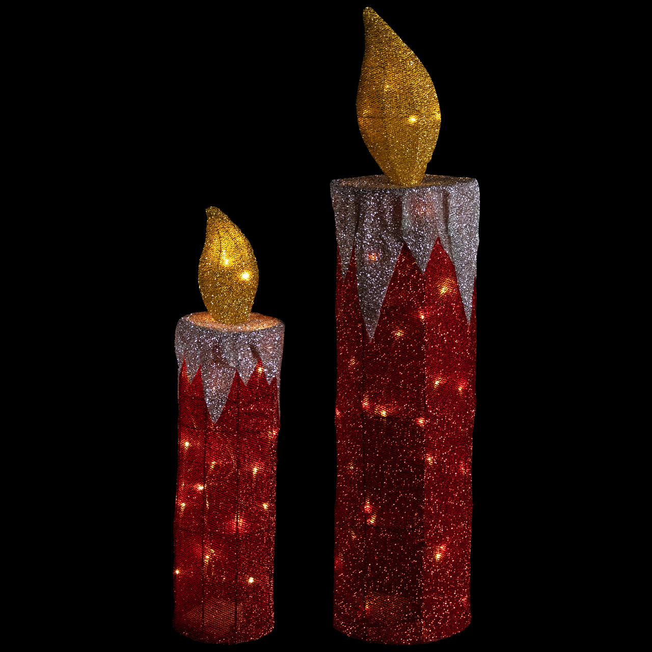 LED Lighted Candles Outdoor Christmas Decorations - 22.75" - Red - Set ...