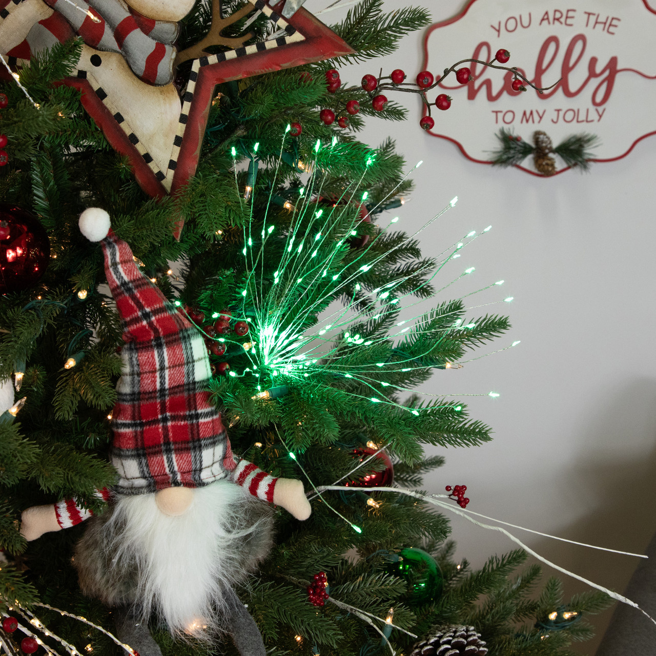 20" LED Lighted Firework Silver Branch Christmas Decoration - Green ...