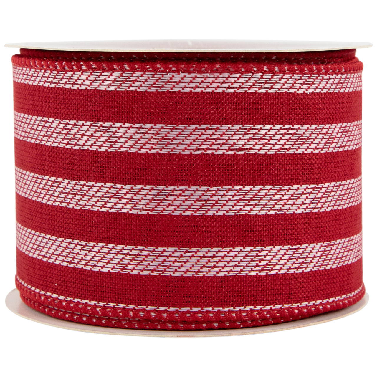 Red & White Striped Wired Craft Christmas Ribbon 2.5" x 10 Yards ...
