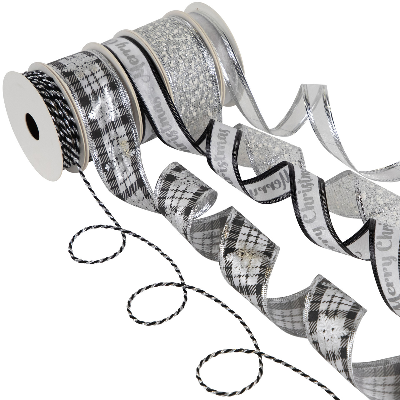 Set of 5 Merry Christmas Matching Themed Craft Ribbons 1.5" x 3 Yards ...