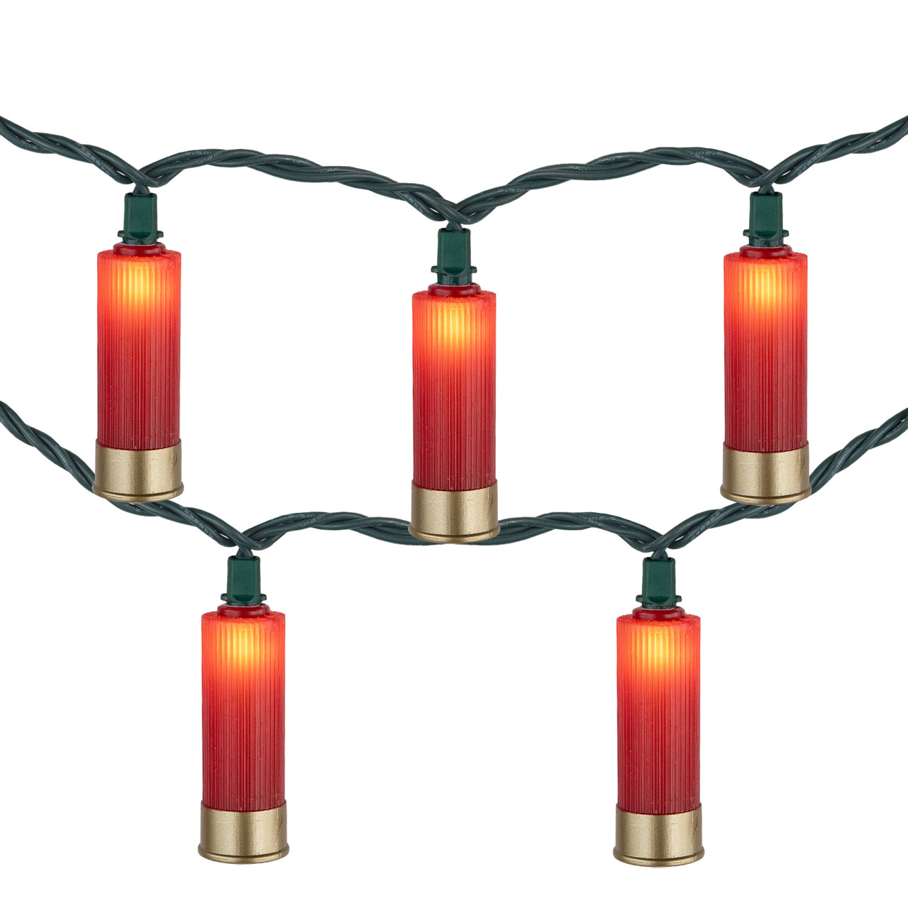 Shotgun Shells Patio Light Set - Red & Gold - 6' Green Wire - 10ct ...
