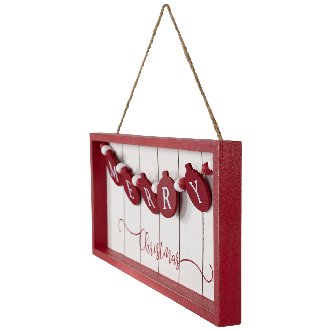 14" Framed "Merry Christmas" Wooden Hanging Wall Sign | Christmas Central