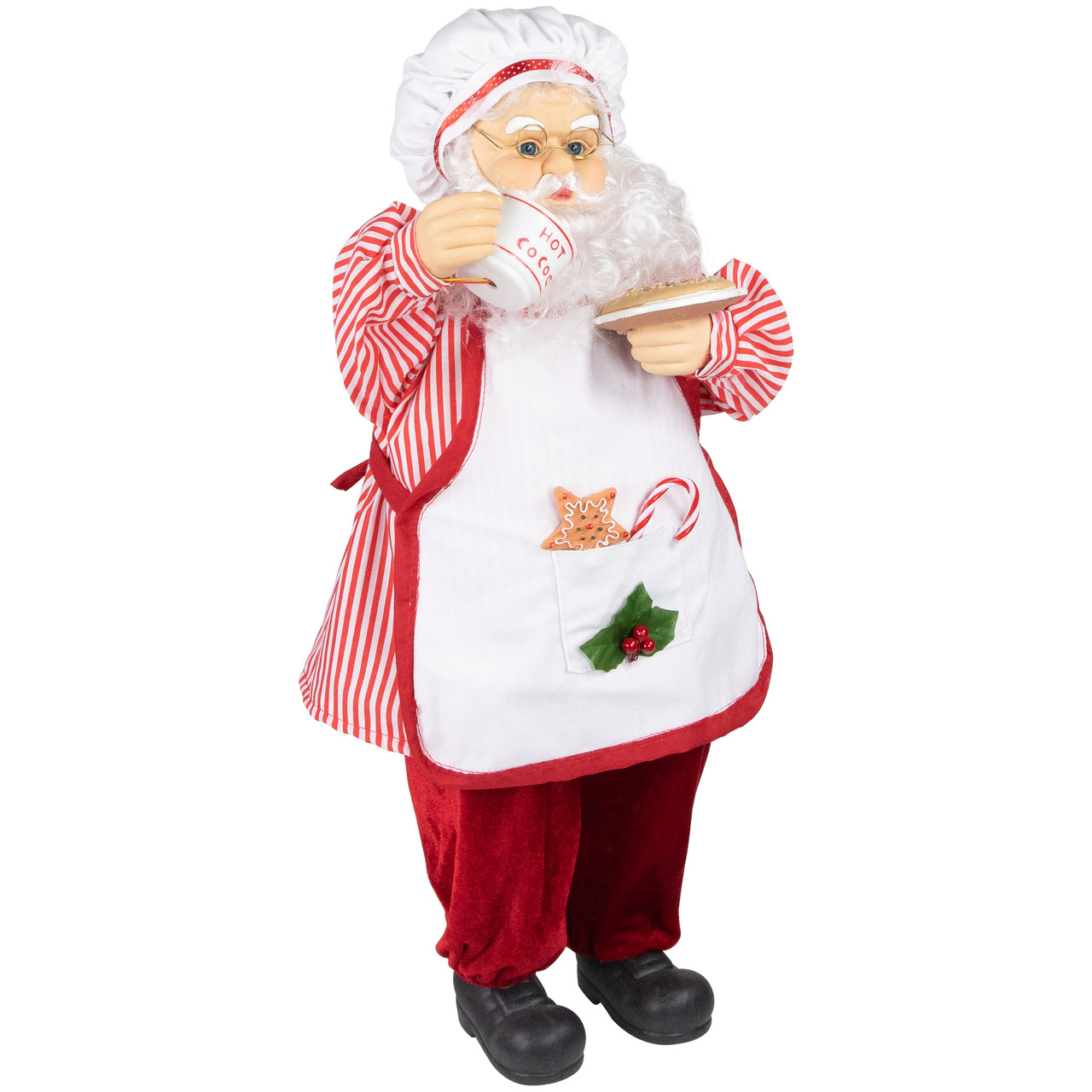 24" Animated & Musical Chef Santa Claus With Hot Cocoa & Cookie ...