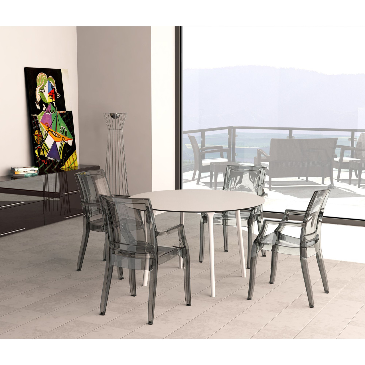 36" Black Transparent Stackable Outdoor Patio Dining Chair | Christmas ...