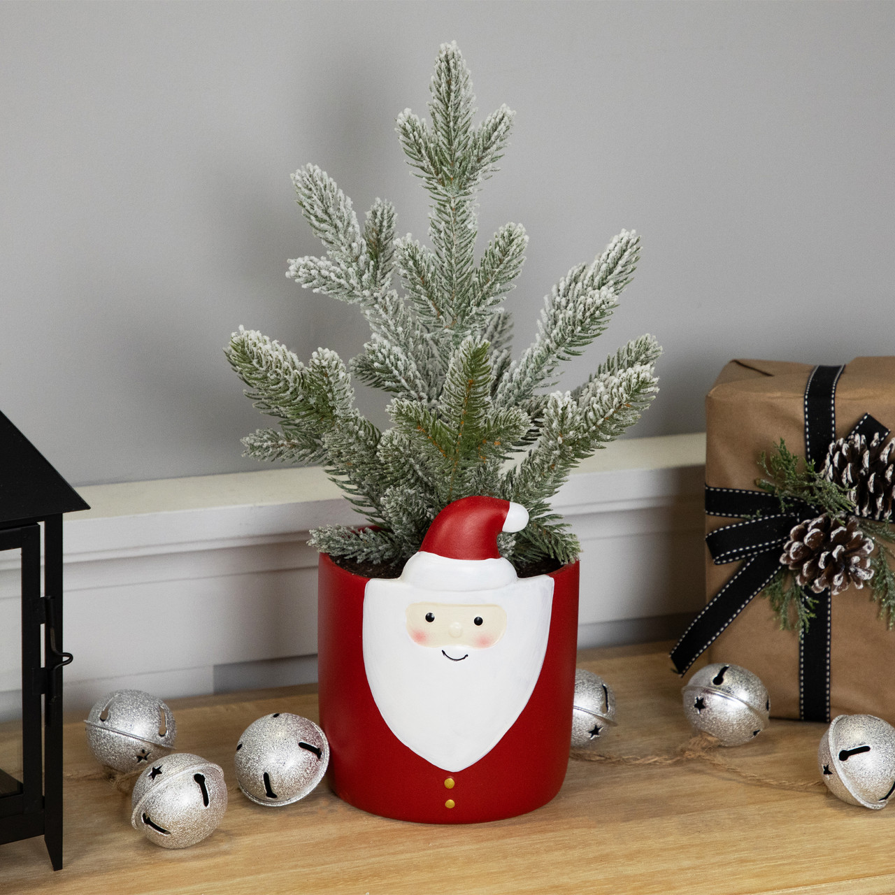 Mini Frosted Artificial Christmas Tree in Santa Pot - 14.75" - Unlit ...