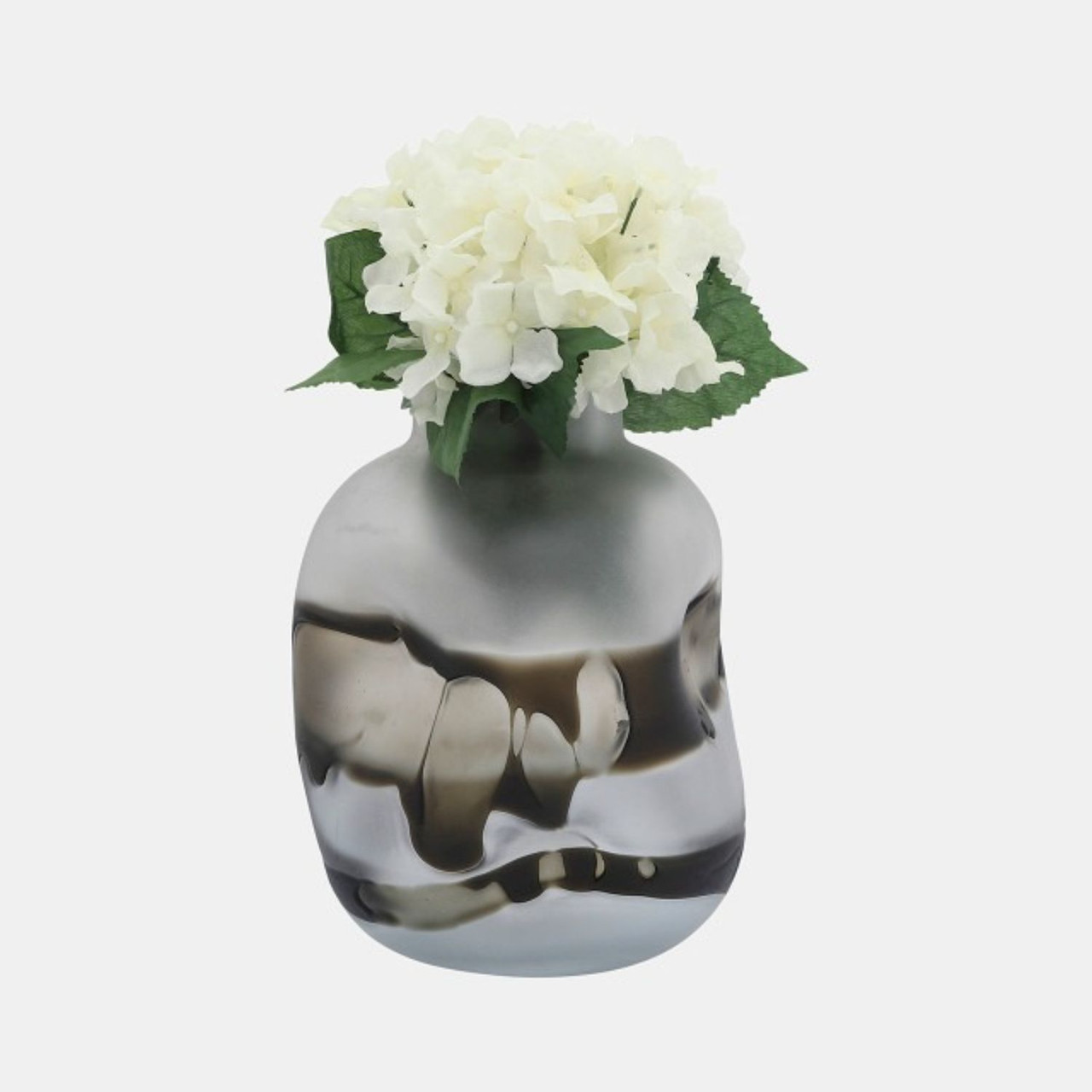 Dented Textured Opaque Glass Tabletop Vase - 11" - Gray | Christmas Central