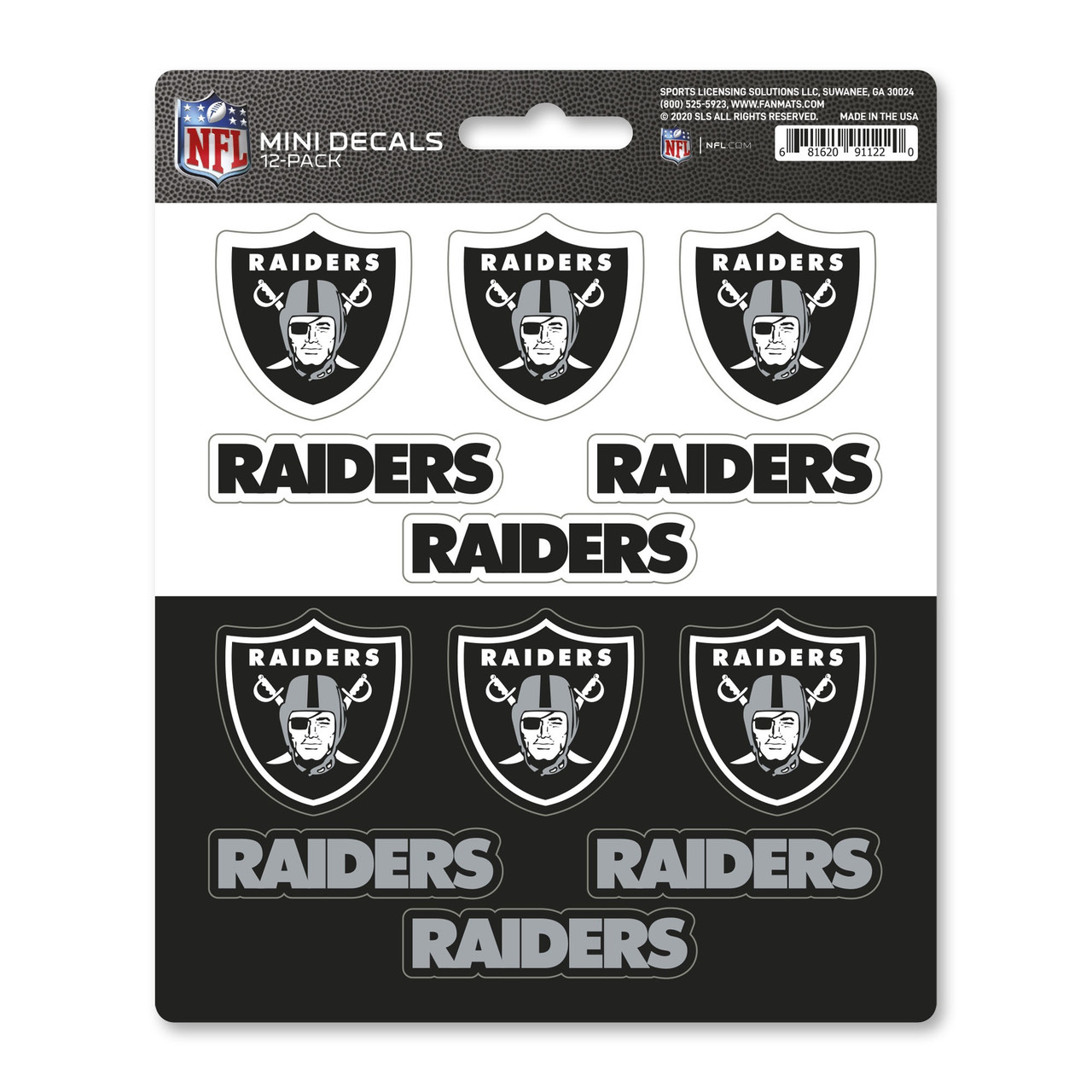 12ct NFL Las Vegas Raiders Automotive Mini Decal Stickers 6.25 ...