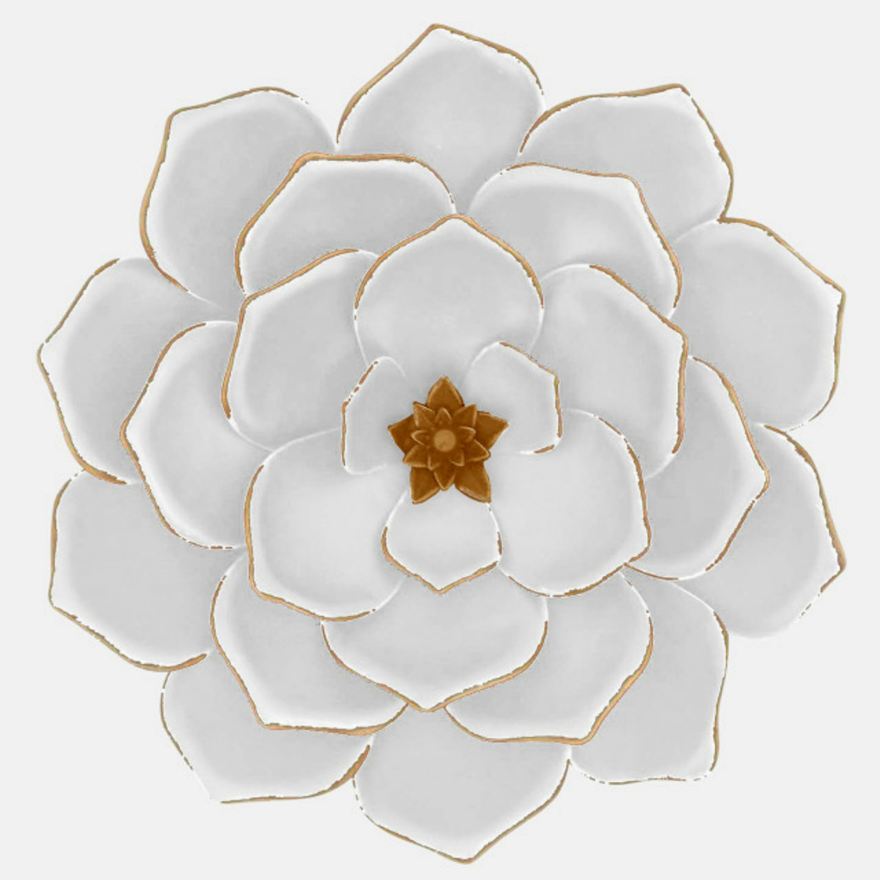 Multi layered Flower Wall Decoration - 17" - White & Gold | Christmas ...