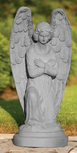 30.75" Gray Kneeling Angel with Arms Folded Outdoor Garden Statue ...