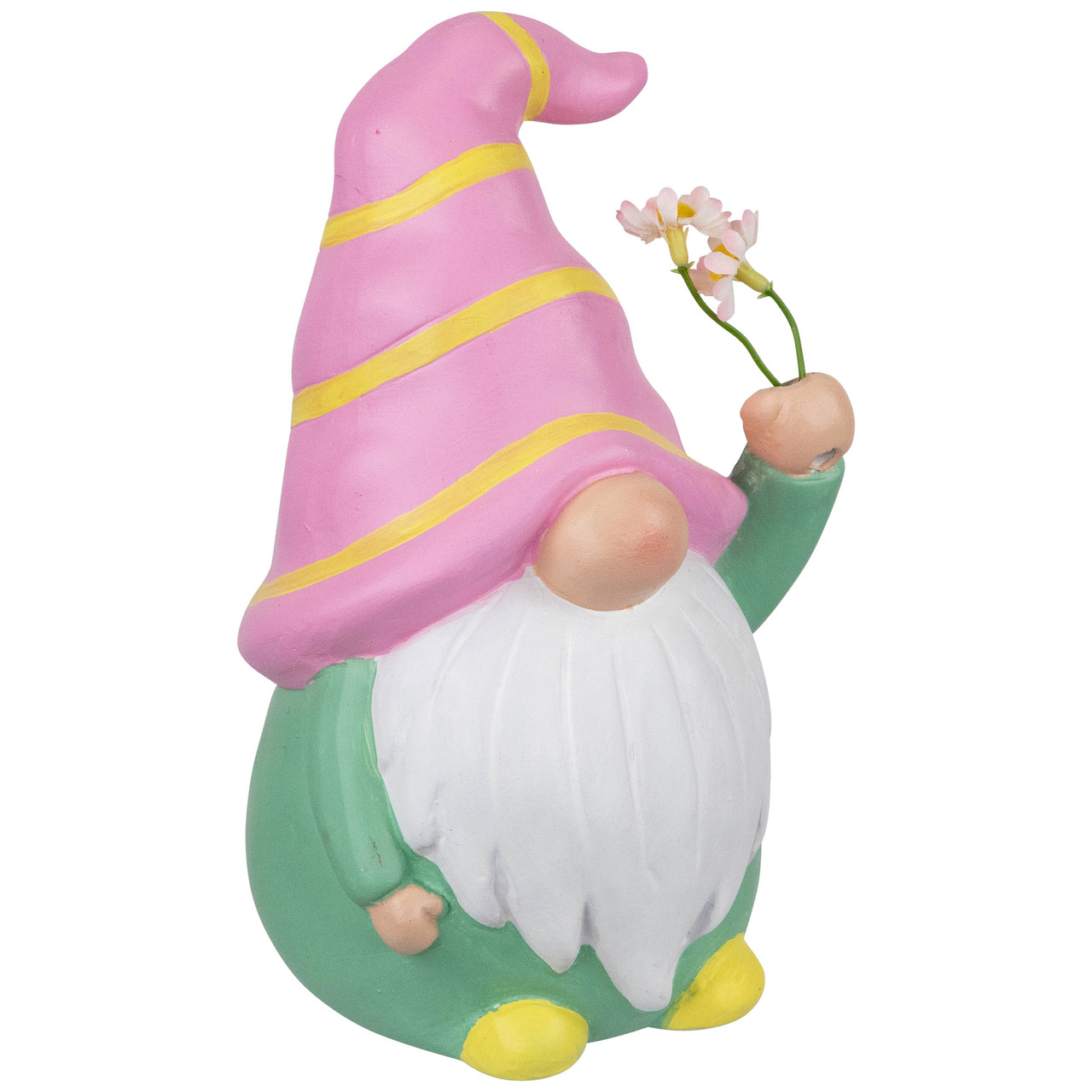 Gnome Holding Flowers Spring Figurine - 8" - Pink & Green | Christmas ...