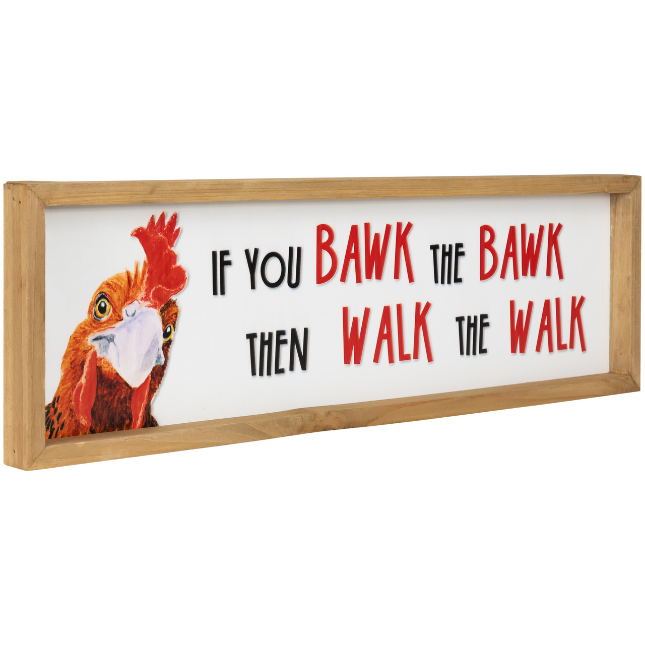 "Bawk & Walk" Rooster Framed Metal Wall Sign - 19.75" | Christmas Central