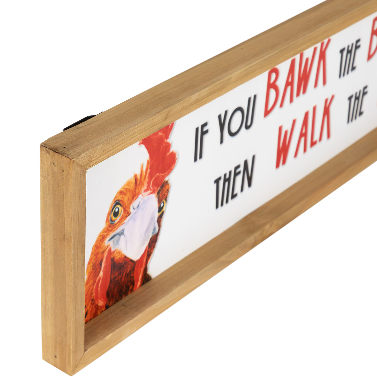 "Bawk & Walk" Rooster Framed Metal Wall Sign - 19.75" | Christmas Central