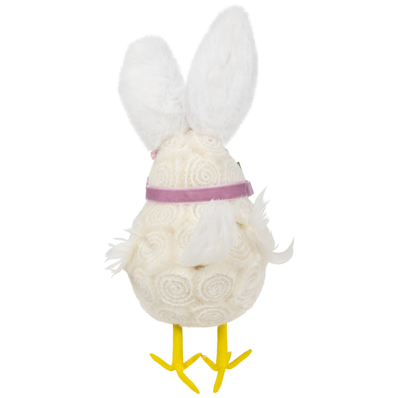 Floral Easter Chick with Polka Dot Faux Fur Rabbit Ears Figurine - 8.75 ...
