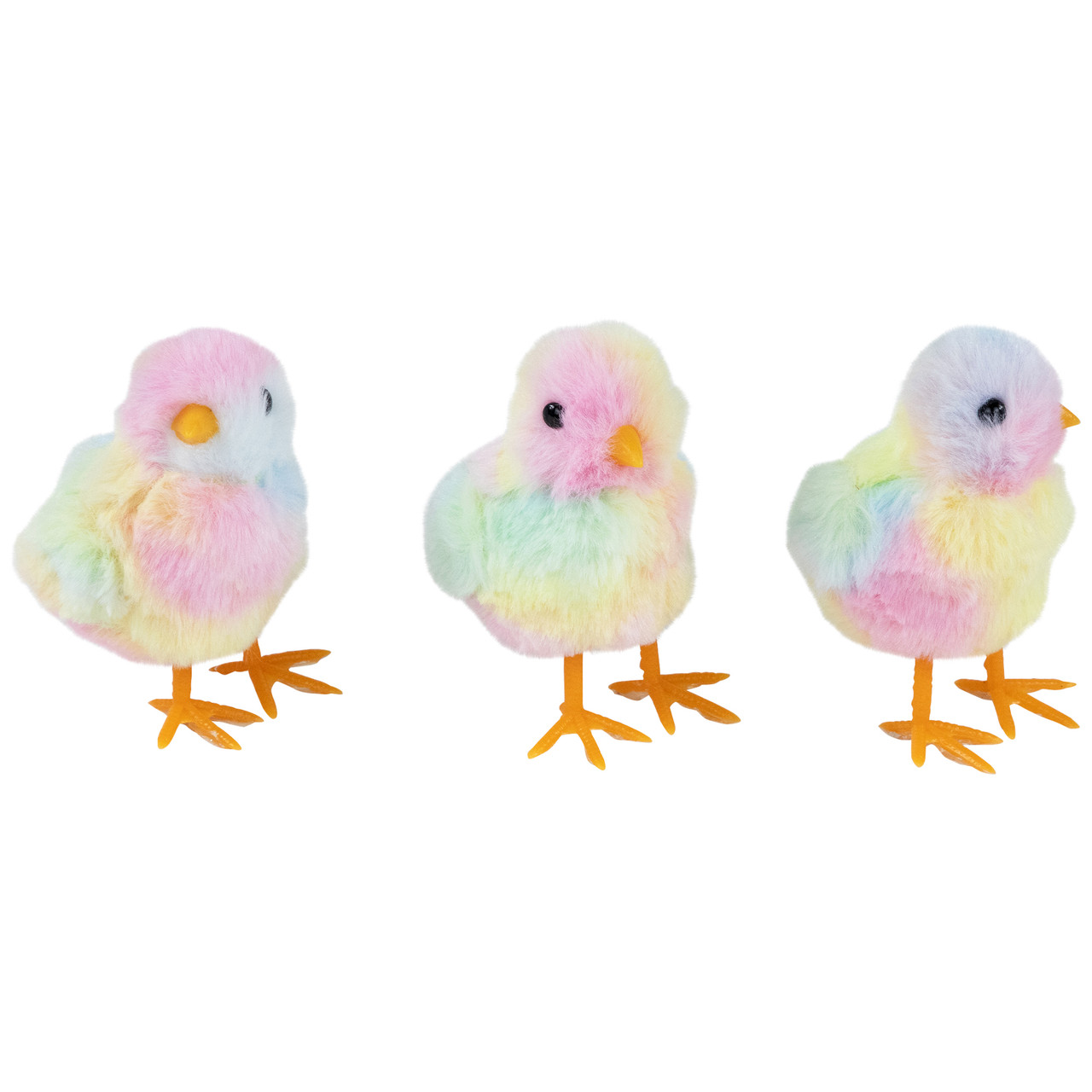 Plush Tie Dye Easter Chick Figurines - 4.25" - Set of 3 | Christmas Central