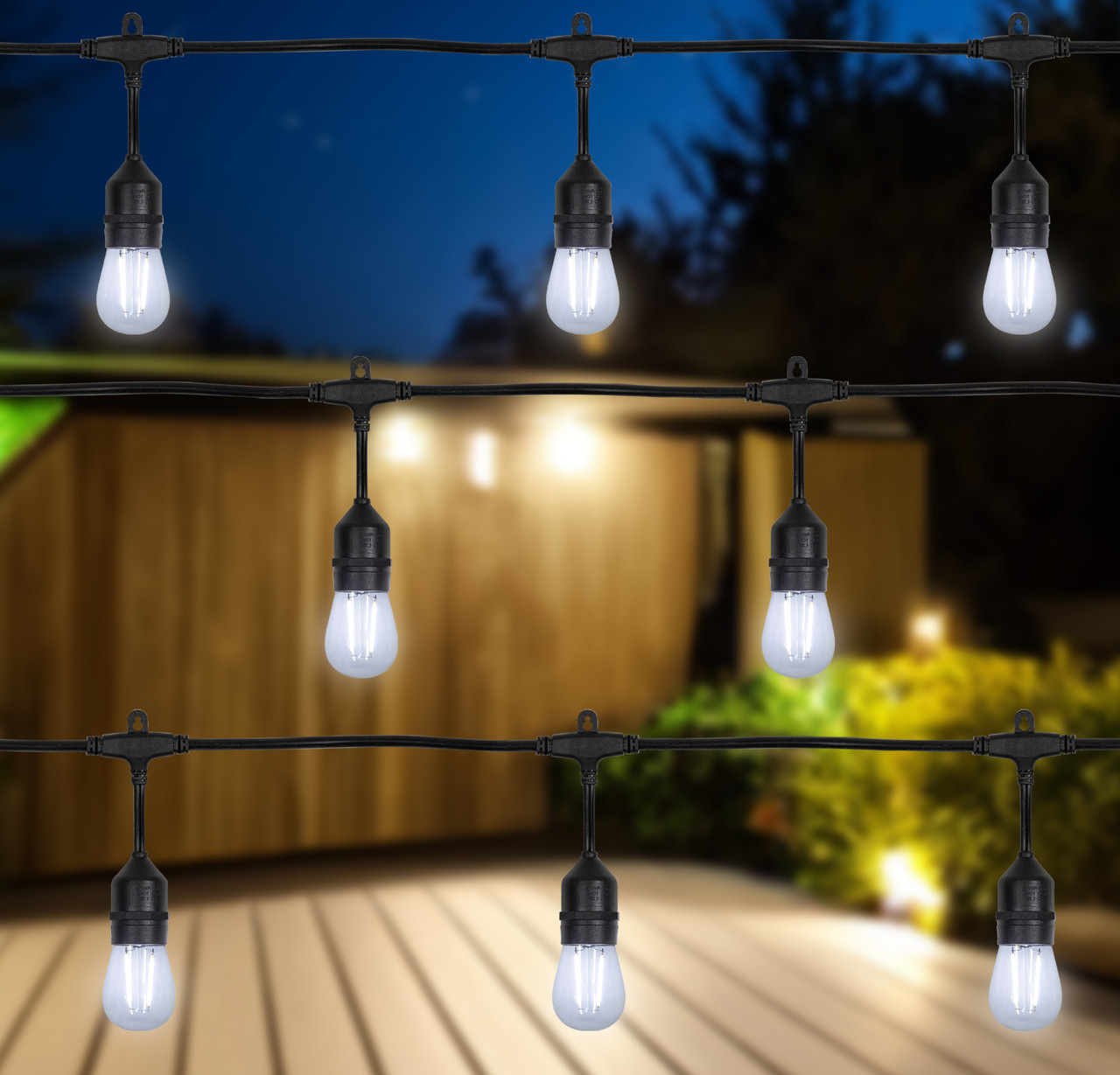 LED S14 Patio String Lights - Clear - 19.25' Black Wire - 20 ct ...