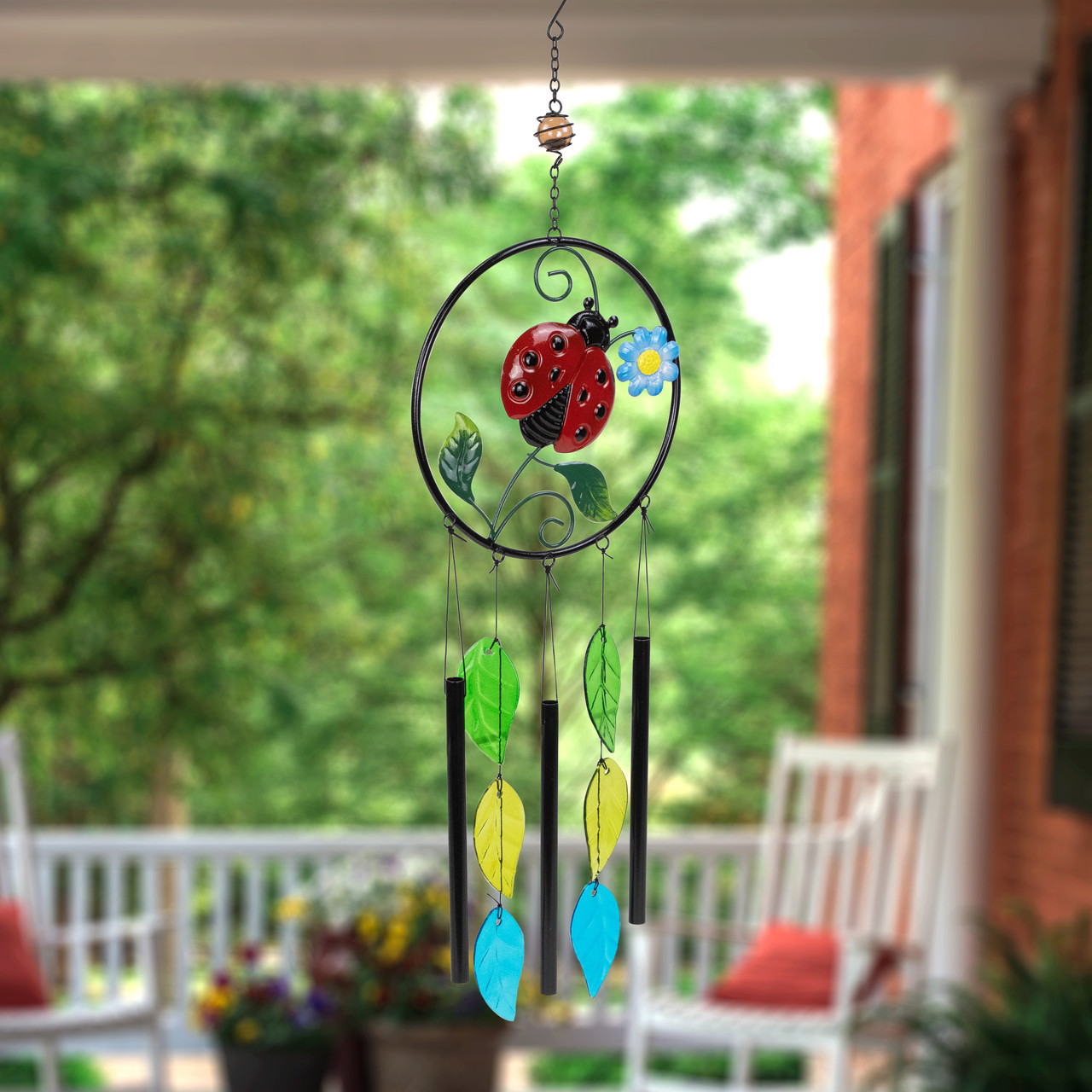 Ladybug Dreamcatcher Outdoor Garden Windchime - 27.5" | Christmas Central