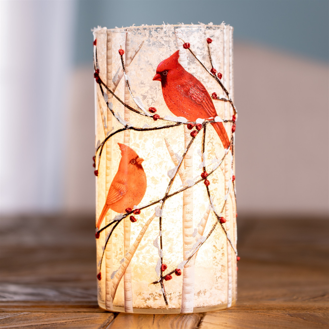 LED Lighted Cardinal Luminary Christmas Decorations - 7.75" - White - Set of 2 | Christmas Central