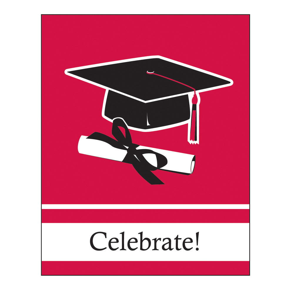 Club Pack of 75 School Colors Classic Red Graduation Paper Invitation ...