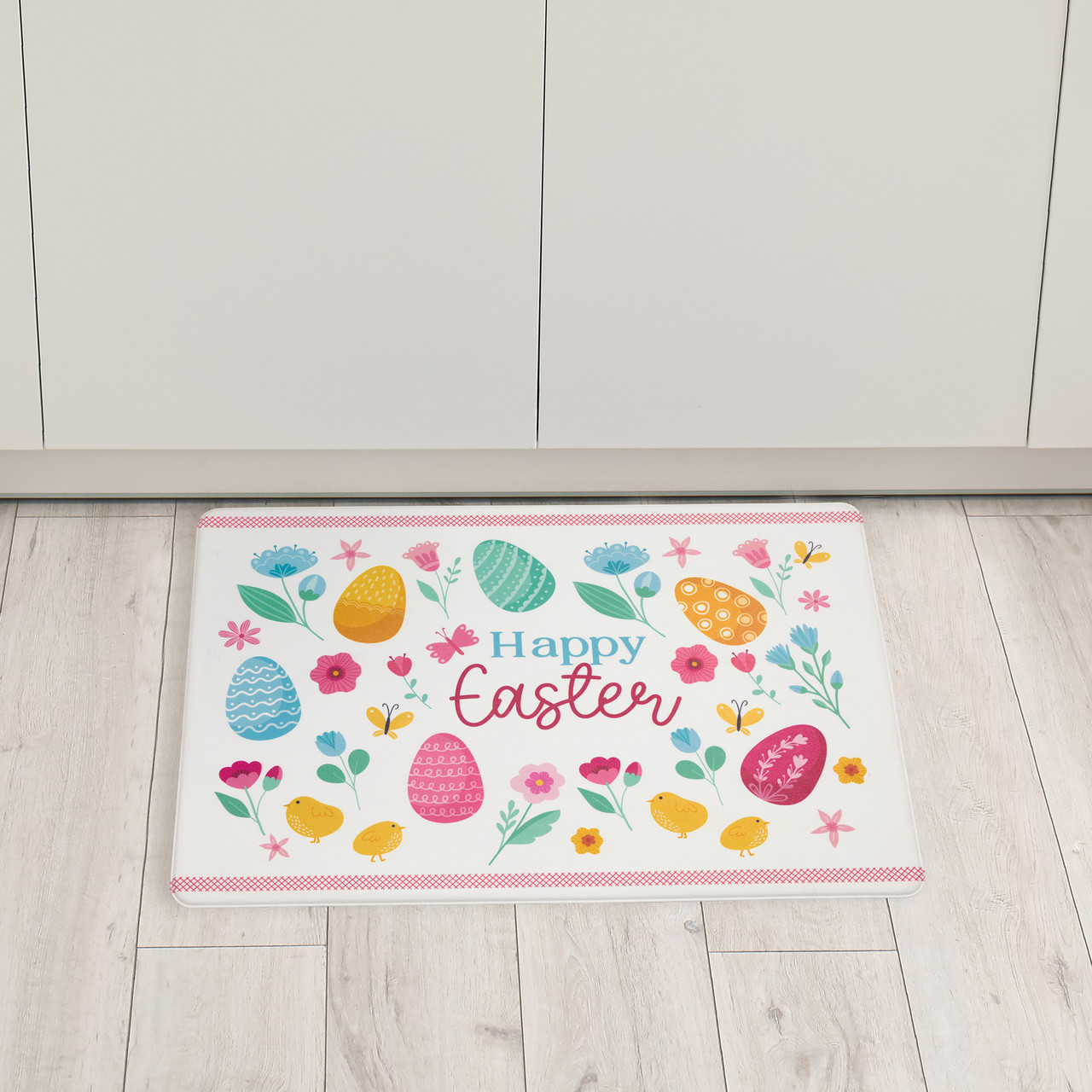 29" Pastel Eggs & Chicks "Happy Easter" Kitchen Comfort Mat | Christmas ...