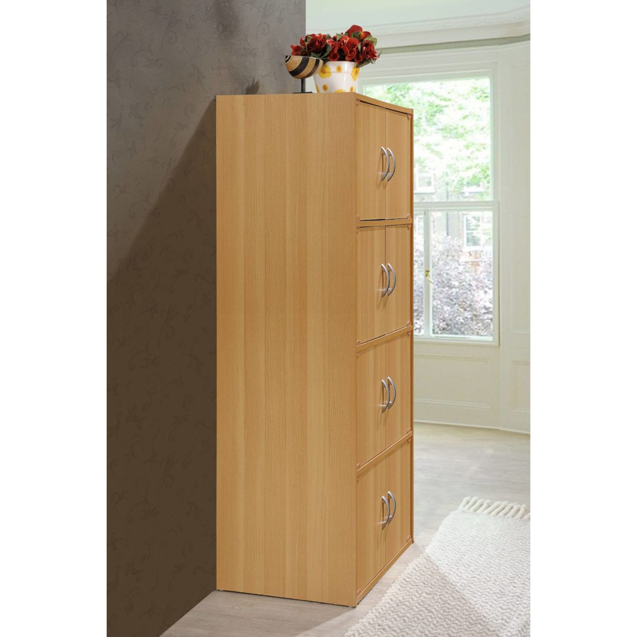 54" Beech Beige Multi-Purpose Bookcase Cabinet with Doors | Christmas ...