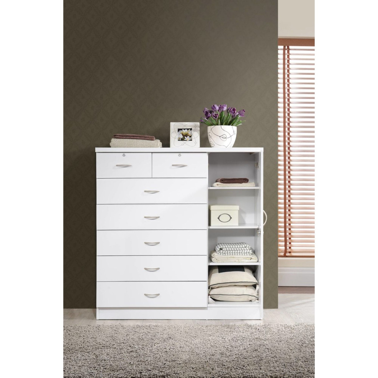 48.25" White Rectangular 7-Drawer Chest with Locks & Door | Christmas ...